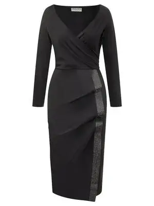 Chiara Boni La Petite Robe V-neck Glitter Detail Dress - Black