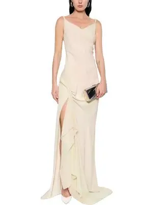 DE SANTIS Sleeveless Gathered Maxi Dress - Neutrals