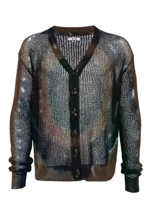 KHOKI Mesh Button Cardigan - Brown