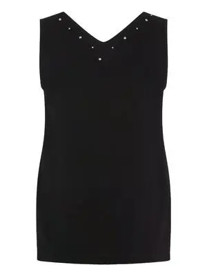 Fabiana Filippi Studded V-neck Sleeveless Top - Black