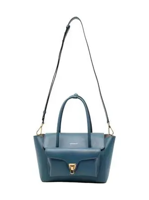 COCCINELLE Medium Double Beat Top-handle Leather Tote Bag - Blue