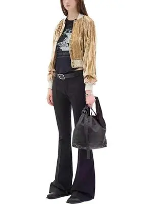 ANN DEMEULEMEESTER Arya Froissé Velvet Bomber Jacket - Neutrals