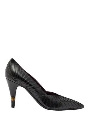 Versace 90mm Pintuck Leather Pumps - Black