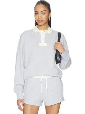 Rag & Bone Vintage Terry Oversized Polo Sweatshirt - Light Grey