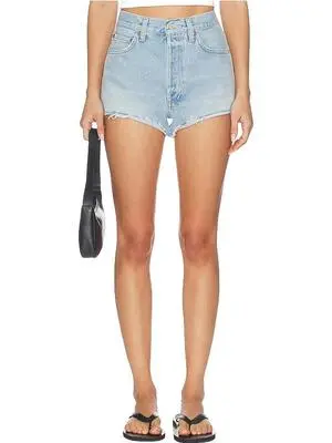 AGOLDE Ridley High Rise Denim Shorts - Blue