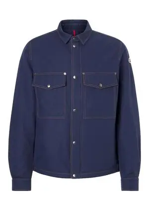 Moncler Cotton And Linen Field Jacket - Blue