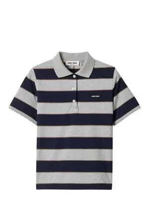 MIU MIU Miu Miu Cotton Stripe Polo Shirt