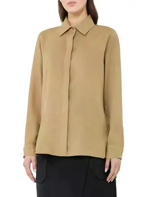 Max Mara Collared Linen Shirt - Neutrals