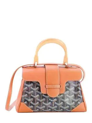 Goyard Saigon Top Handle Bag Coated Canvas With Leather Mini Shoulder Bag - Brown