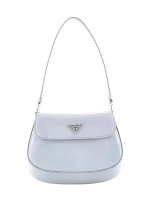Prada Cleo Flap Shoulder Bag Spazzolato Leather Small Hobo Bag - Blue
