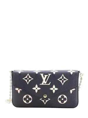 LOUIS VUITTON Felicie Pochette Bicolor Monogram Empreinte Giant Crossbody Bag - Black