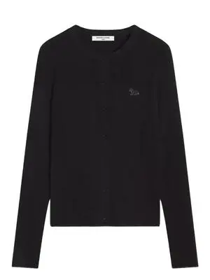 Maison Kitsuné Fox Patch Ribbed Knit Cardigan - Black