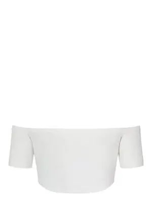 Elisabetta Franchi Off-the-shoulder Cropped Top With Gold-tone Buttons - White