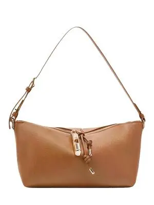 Furla Debby Zip Leather Shoulder Bag Brown