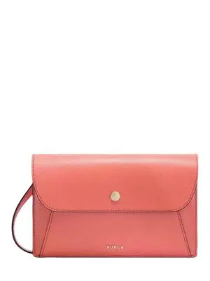 Furla Lea Flap Leather Clutch Bag - Pink