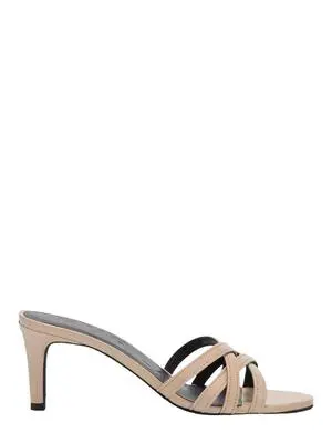 Furla Crossover Strap Leather Heeled Sandals - Neutrals