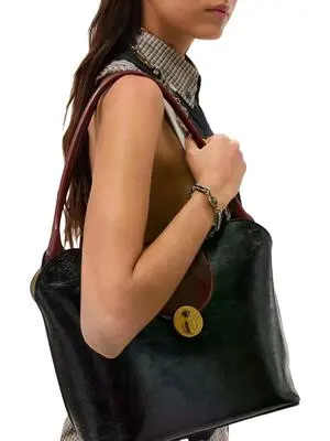 Versace Vivian Leather Shoulder Bag - Black