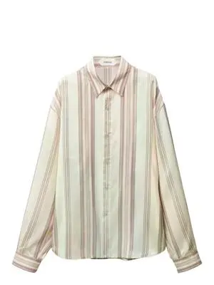 Versace Striped Silk Loose Shirt - Neutrals