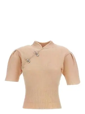 Simone Rocha Cashmere Puff Sleeve Sweater - Neutrals