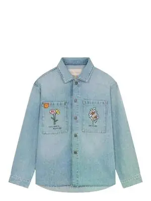 Mira Mikati Embroidered Cotton Denim Jacket - Blue