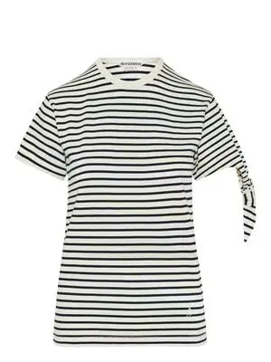 JW Anderson JW Anderson Striped Tie-Sleeve T-Shirt Neutrals