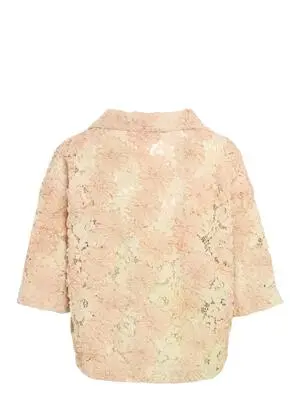 N°21 Lace Floral Polo Top - Neutrals