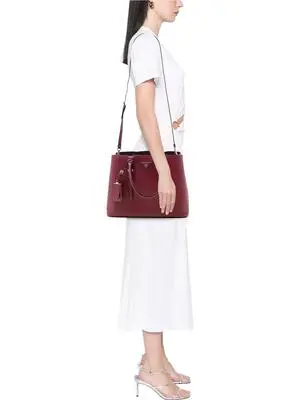 Prada Saffiano Cuir Double Handle Satchel - Red
