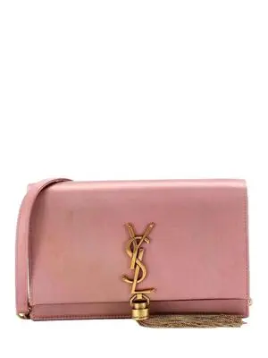 Saint Laurent Classic Monogram Tassel Chain Wallet Satin Shoulder Bag - Pink