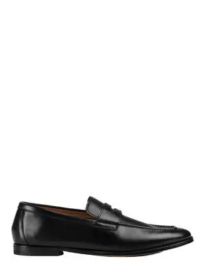 DOUCAL'S Doucal's Black Leather Loafers With Penny Slot Detailing Black