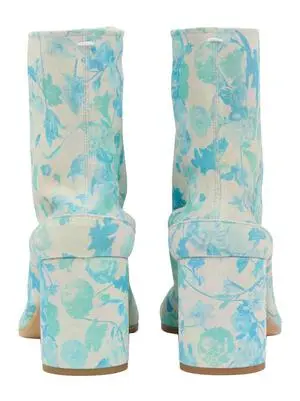 MAISON MARGIELA Floral Print Split Toe Boots - Blue