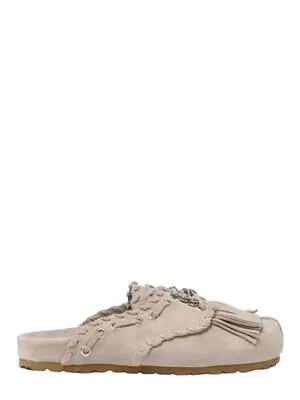 SCAROSSO Flora Fringe Mules - Neutrals