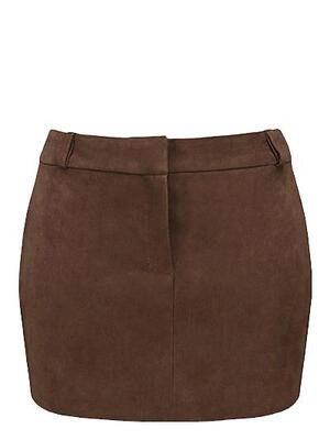 House Of Cb Adelise Faux-suede Mini Skirt L - Mocha