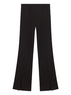 Maje Flared Split-hem Woven Trousers - Black