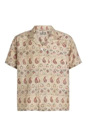 KARTIK RESEARCH Silk Printed Short-sleeve Shirt - Ivory