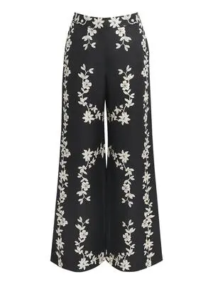Claudie Pierlot Floral Wide-leg Tailored Trousers - Black