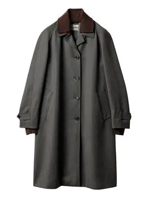 Miu Miu Miu Miu Wool Coat With Contrasting Collar And Cuffs Grey