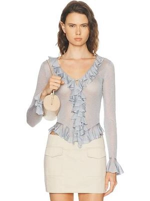 Lpa Attison Ruffle Cardigan - Silver