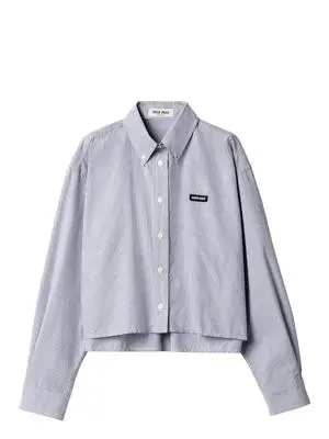 Miu Miu Miu Miu Cotton Poplin Check Shirt Blue