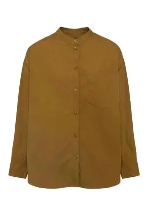 YVES SALOMON Long-sleeve Cotton Poplin Shirt - Brown