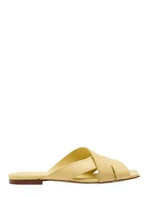 TOD'S Tods Square-Toe Woven Leather And Suede Sandals Yellow
