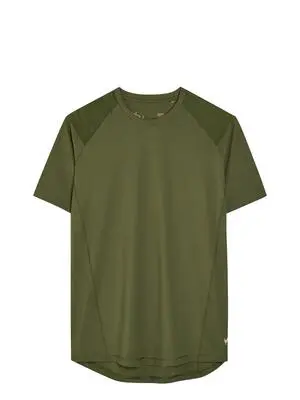NOW YOU LIVE Waterley Stretch-jersey T-shirt With Mesh Panels - Olive