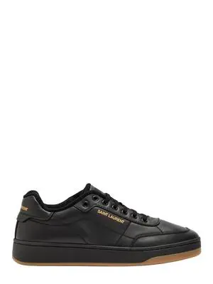 Saint Laurent Leather Lace-up Sneakers - Black