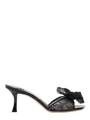 JIMMY CHOO Jimmy Choo Skye Corsage 70 Floral-Appliquéd Lace Mules Black