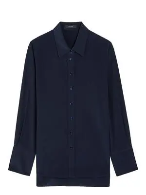 JOSEPH Silk-crepe Shirt With Box Pleat Detail - Navy