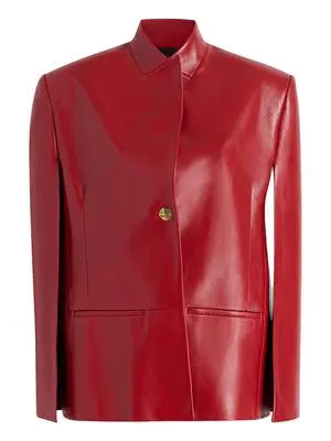 Khaite Dolso Cape-sleeve Plonge Leather Jacket - Red