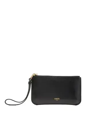 LANCEL Leather Wristlet Clutch - Black