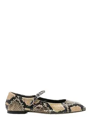 AeydĒ Aeyde Uma Snake-Print Ballet Flats Neutrals
