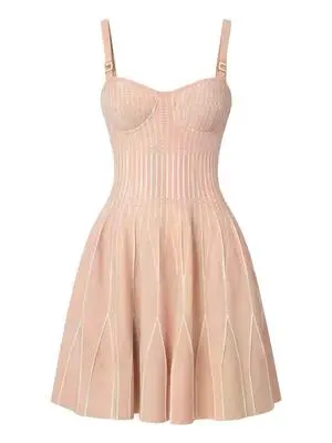 Elisabetta Franchi Pleated Mini Dress - Neutrals