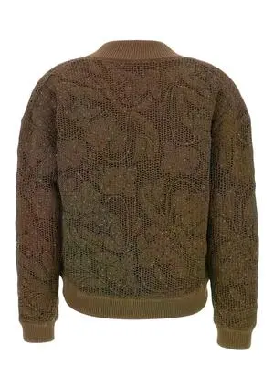KANGRA Embroidery Sequin Bomber Jacket - Brown