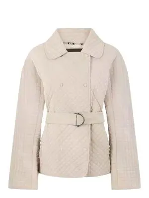 MOORER Belted Quilted Jacket - Neutrals